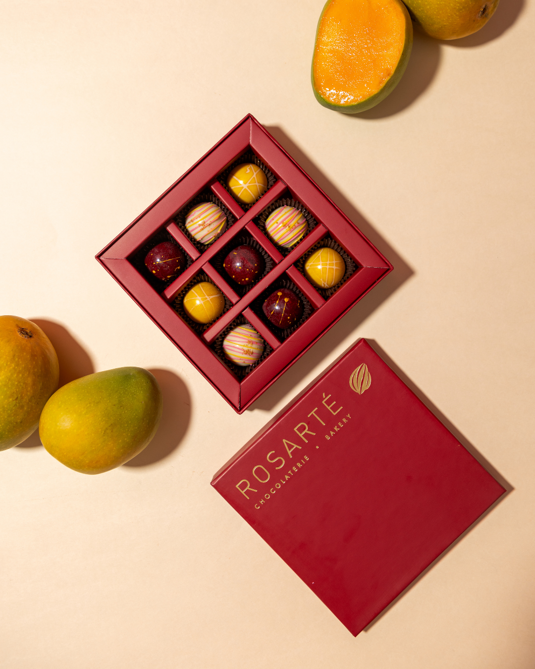 Box of 9 Mango Special Bonbons | Rosarte Chocolaterie & Bakery